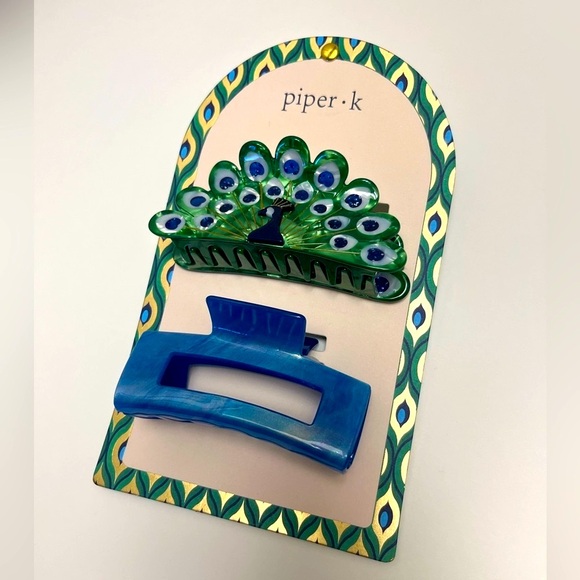 Piper K | Accessories | Nwt Piper K Peacock Claw Hair Clips Set Of 2 ...